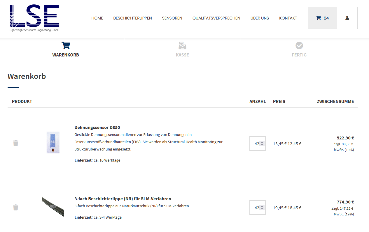 Online Shop – LSE-Lightweight Structures Engineering GmbH